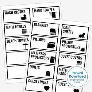 Printable Linen Closet Labels for an Organized Home - Etsy