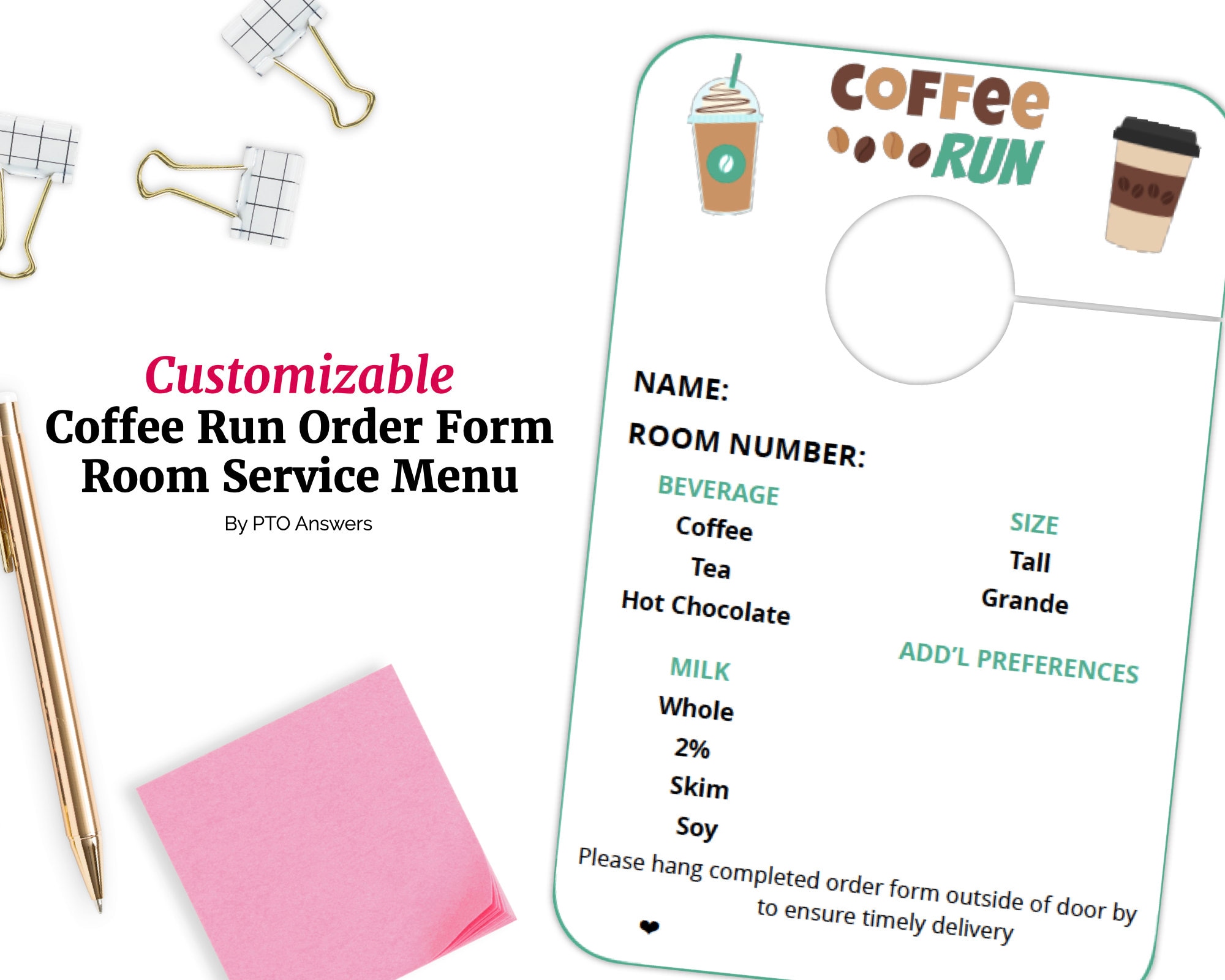 Coffee Themed Order Form Perfect Teacher Appreciation or - Etsy