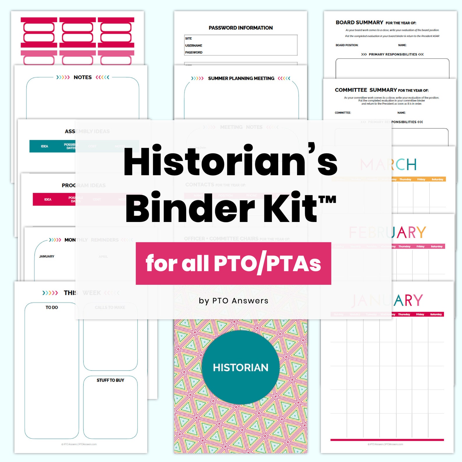 Historian Binder Kit: PTO/PTA Officer Printable Planner (digital ...