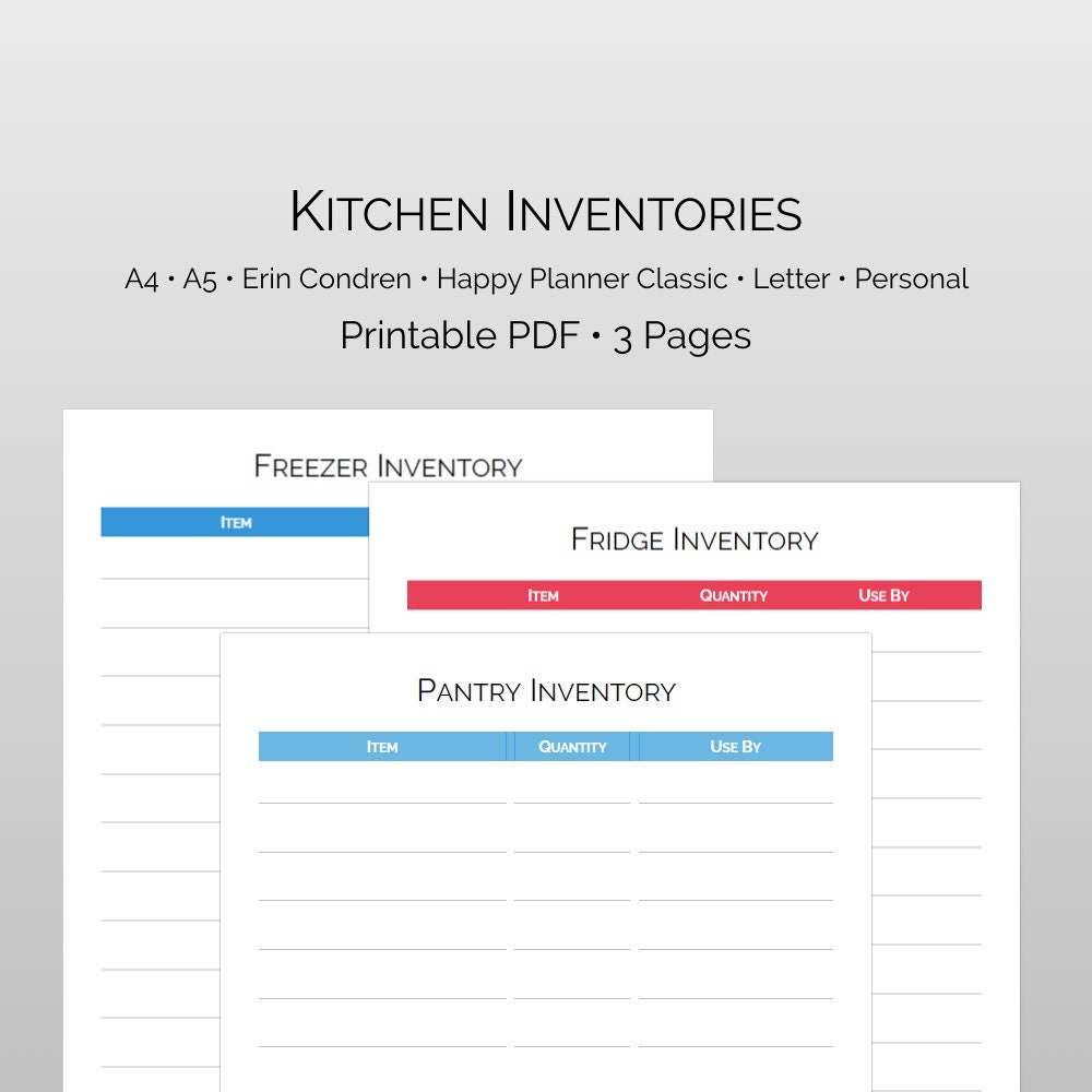 Kitchen Inventory Printable Planner Kit: Pantry Inventory | Etsy