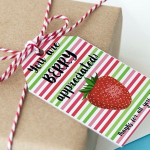 Berry Appreciated Strawberry Themed Printable Tags: Perfect for Thank ...