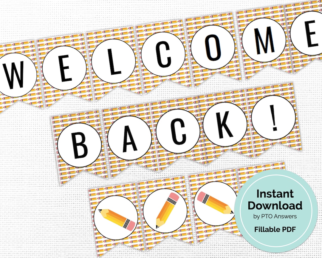 Welcome Back to School Pencil Themed Printable Banner Sign. - Etsy