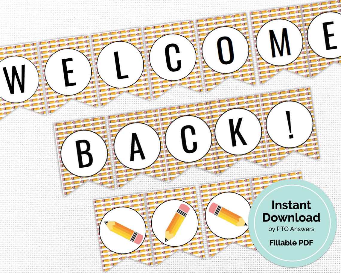 Welcome Back to School Pencil Themed Printable Banner Sign. - Etsy