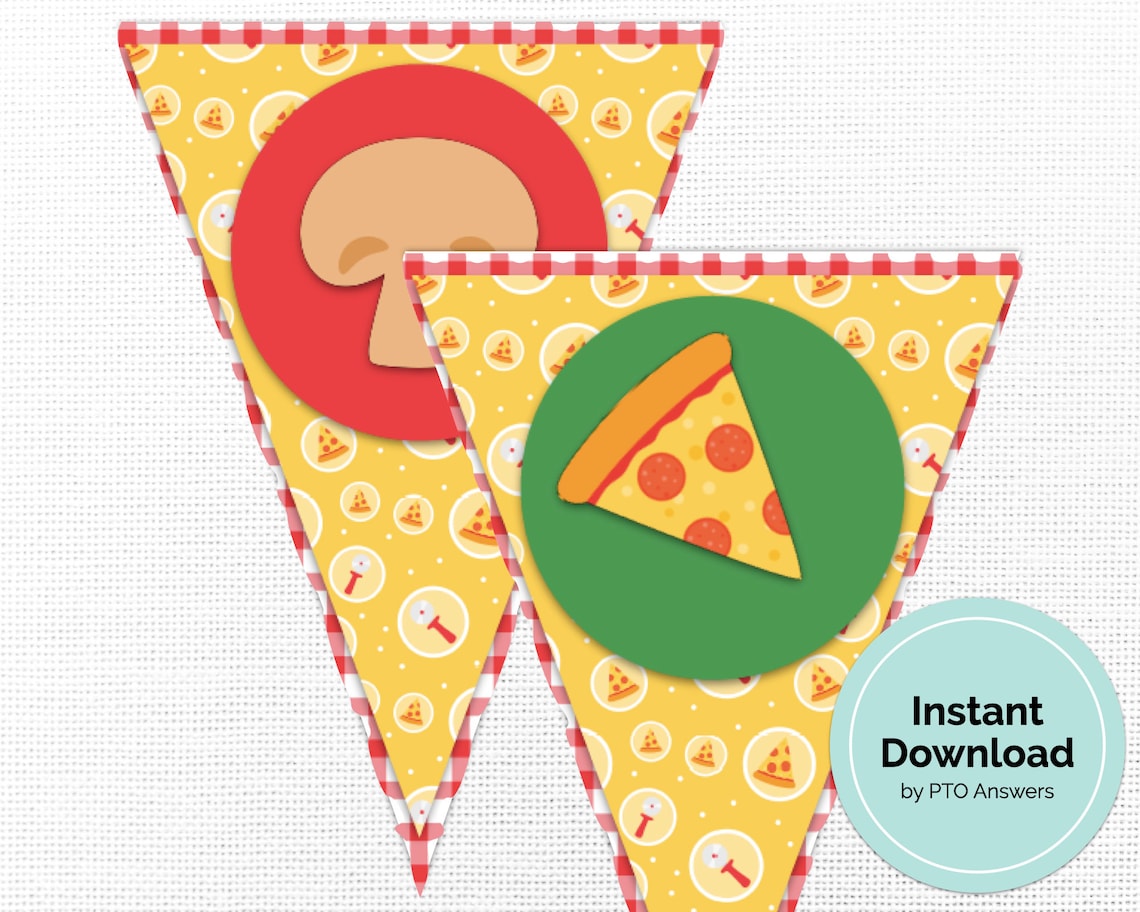 Pizza Party Pennant Banner Printable Garland and Bunting - Etsy