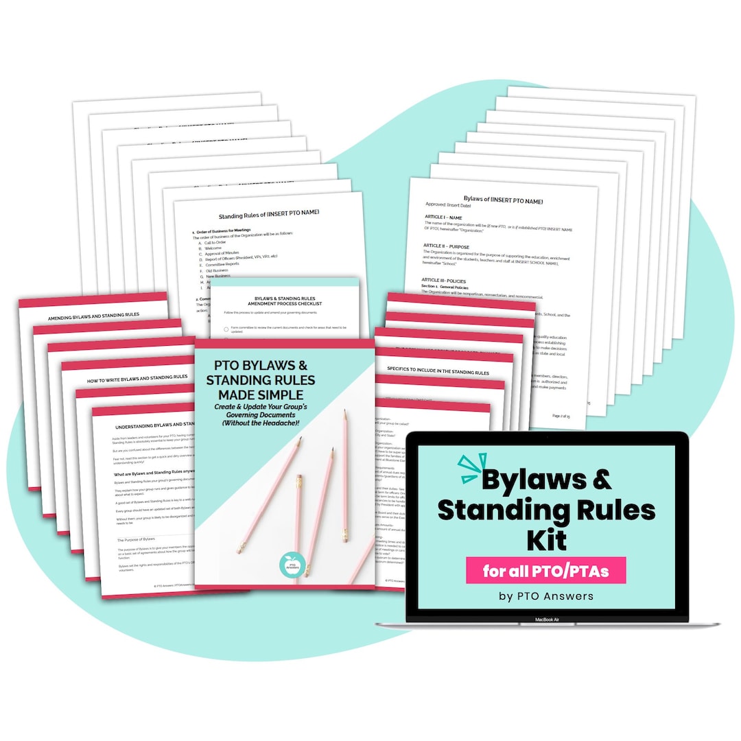 PTA/PTO Bylaws and Standing Rules Template and Amendment Process Kit (digital Download) - Etsy