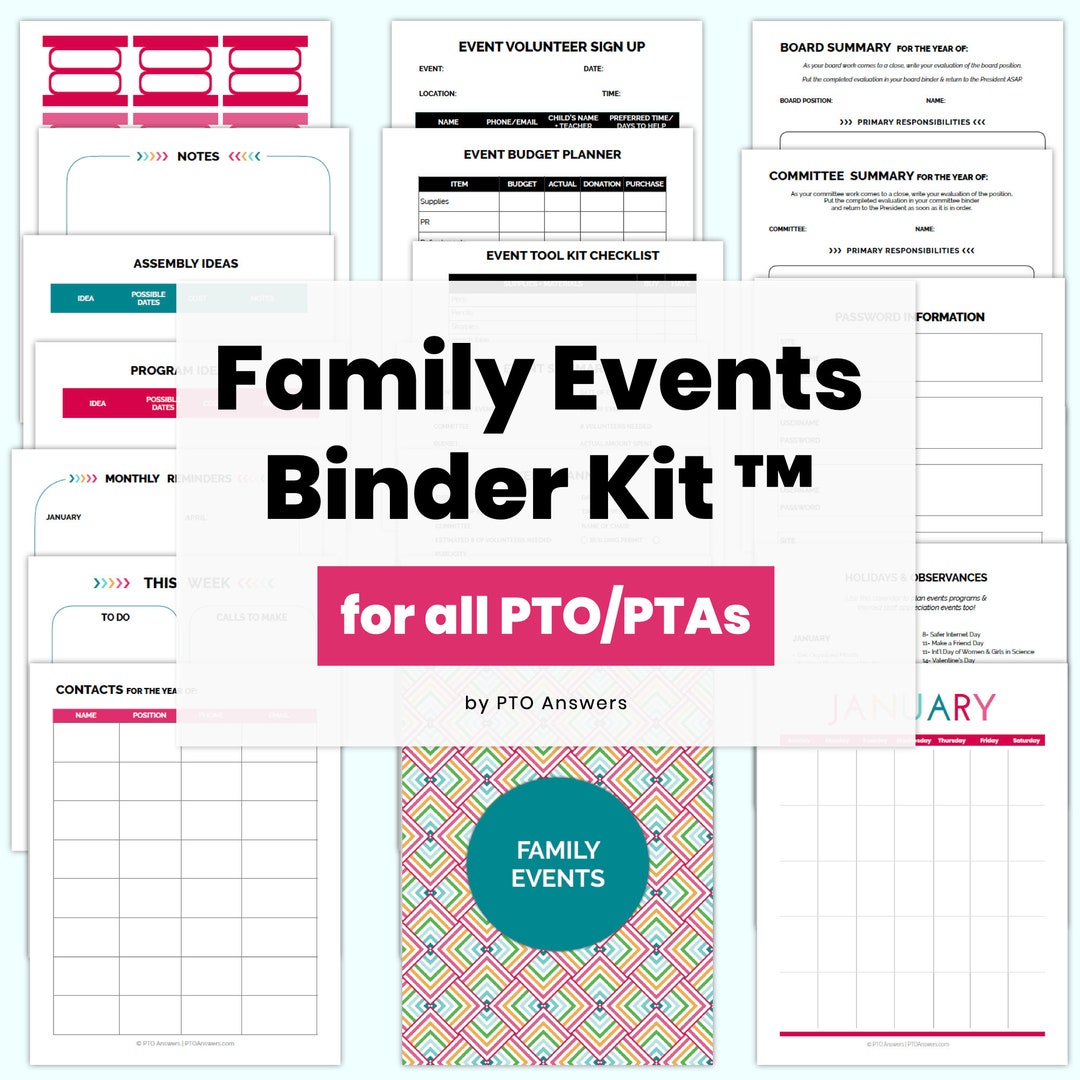 Family Events Binder Kit and Planner for PTA / PTO: Officer Printable ...