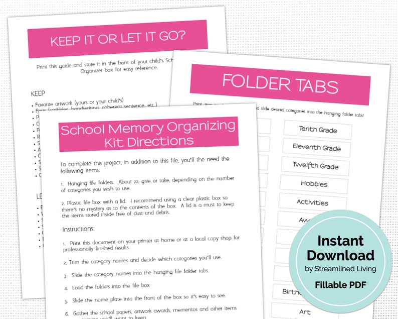 School Memory Box Kit: Kids DIY Filing Keepsake Organization - Etsy