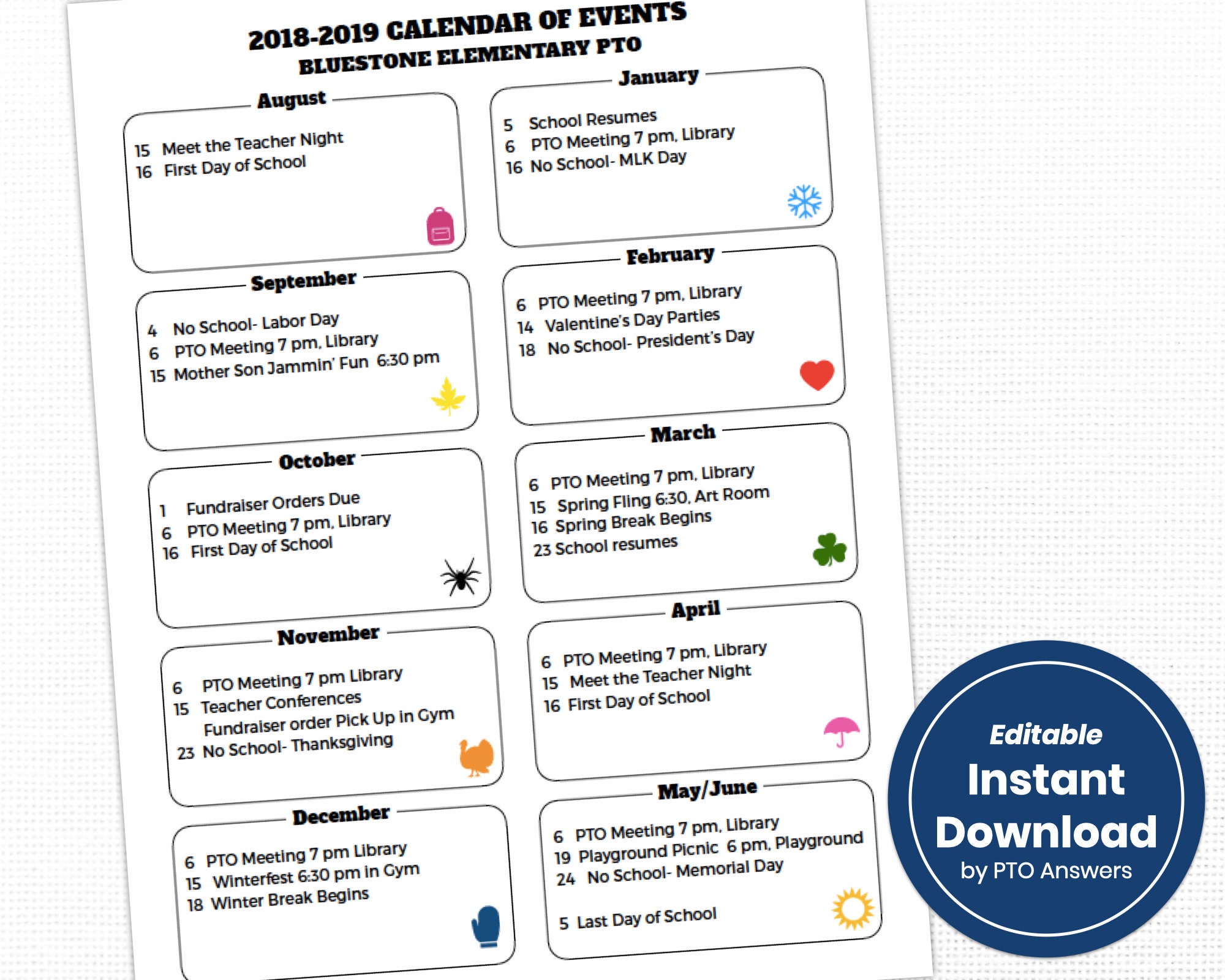 Calendar Of Events 2022 Template