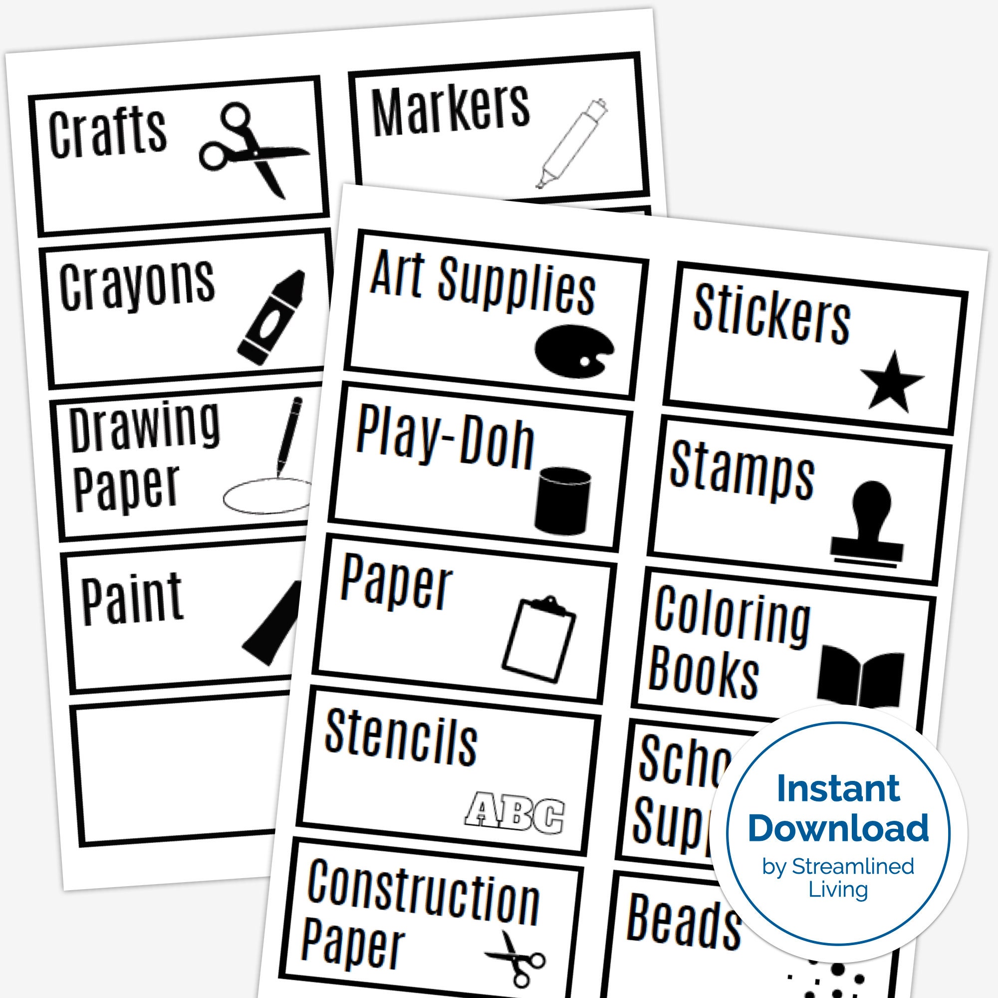 Printable School Supply Organizing Labels for Art, Craft and School ...