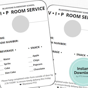 Room Service Order Form Teacher Appreciation Fillable Template - Etsy