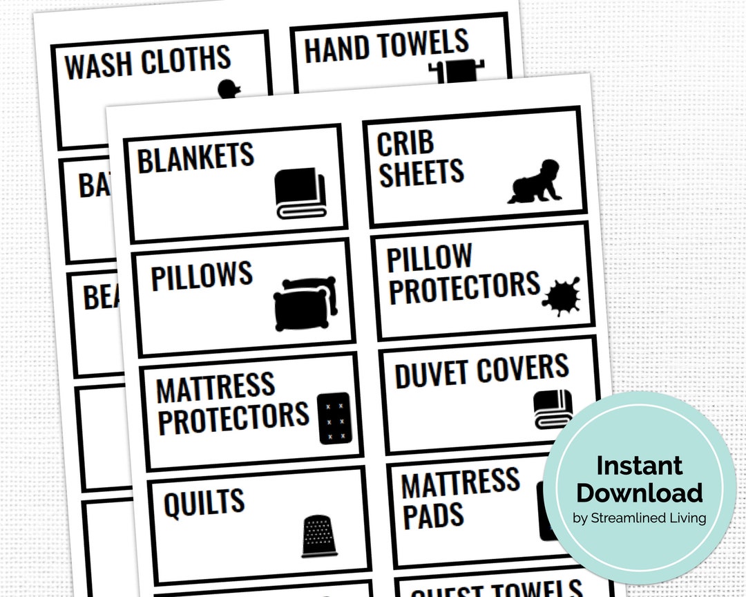 Printable Linen Closet Labels for an Organized Home - Etsy