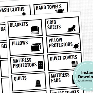 Printable Linen Closet Labels for an Organized Home | Etsy