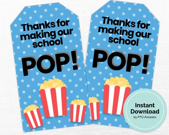 Thanks for Making Our School Pop Printable Thank You Tags: | Etsy