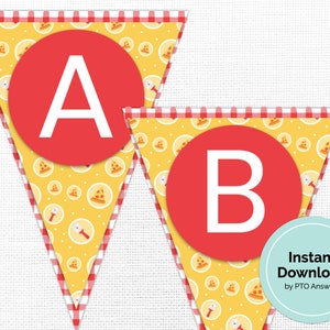 Pizza Party Pennant Banner Printable Garland and Bunting - Etsy