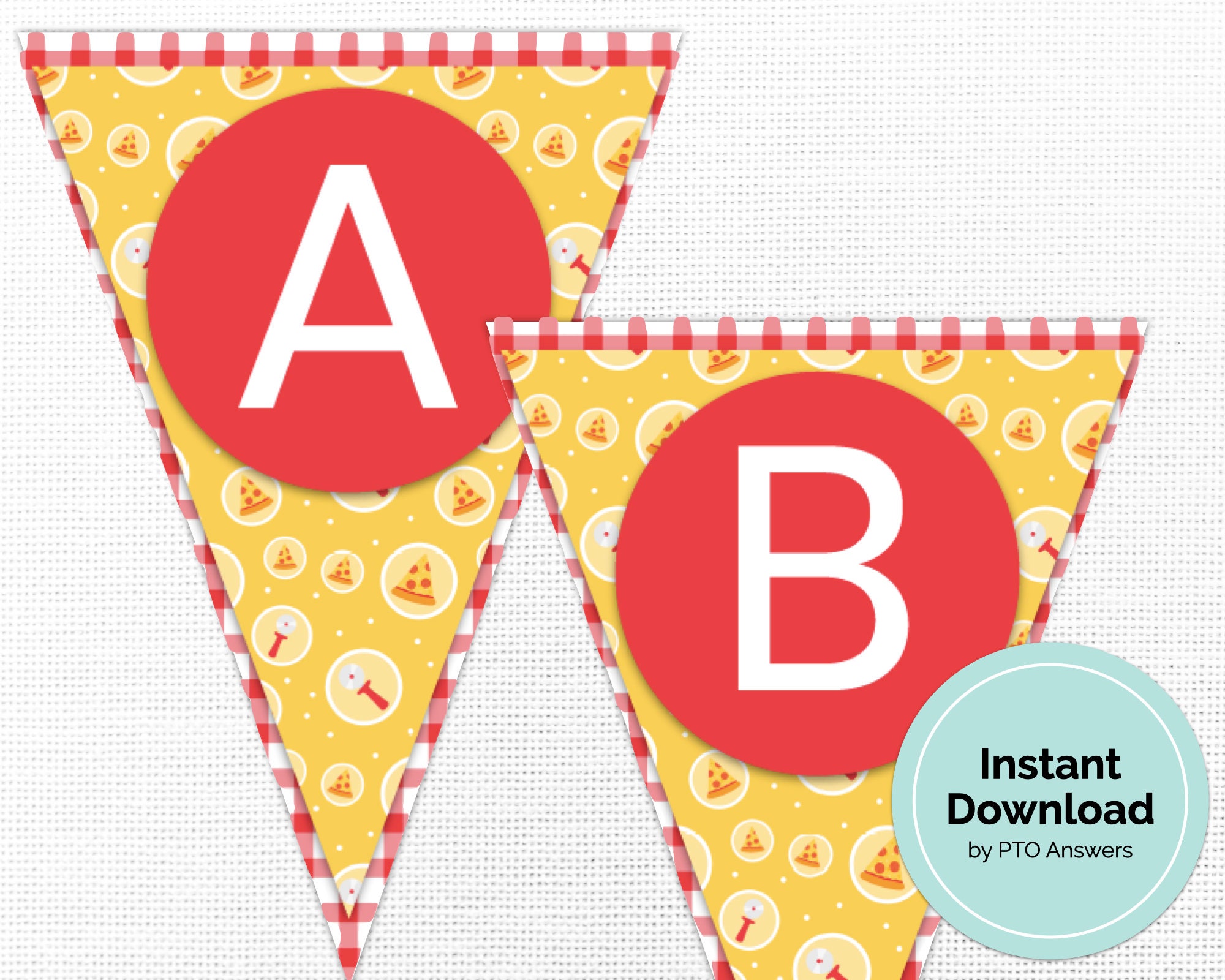 Pizza Party Pennant Banner, Printable Garland and Bunting Decorations ...