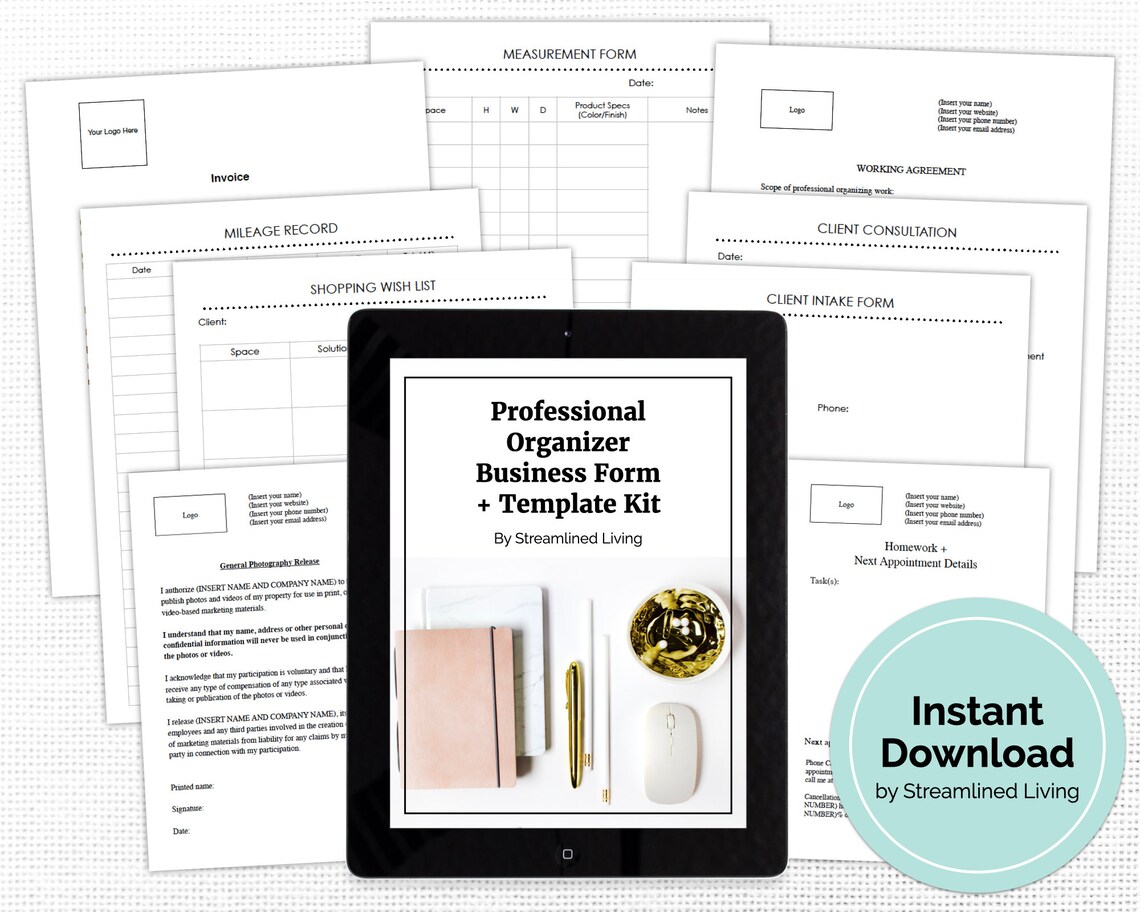 12 Professional Organizer Forms Business Template Kit: - Etsy