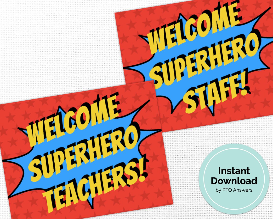 Super Hero Sign Set Printable Superhero Poster Wall - Etsy