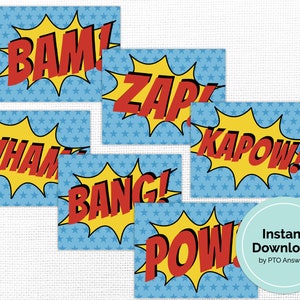 Super Hero Sign Set Printable Superhero Poster Wall - Etsy