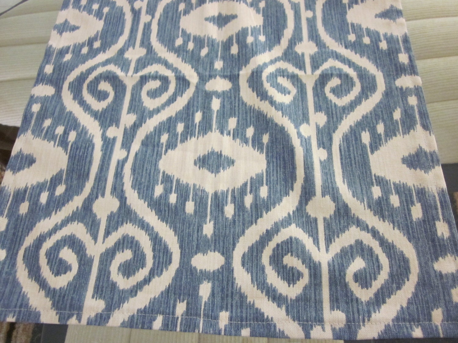 40 Ikat Print Table Runner Cream and Wedgewood Blue Coffee - Etsy UK