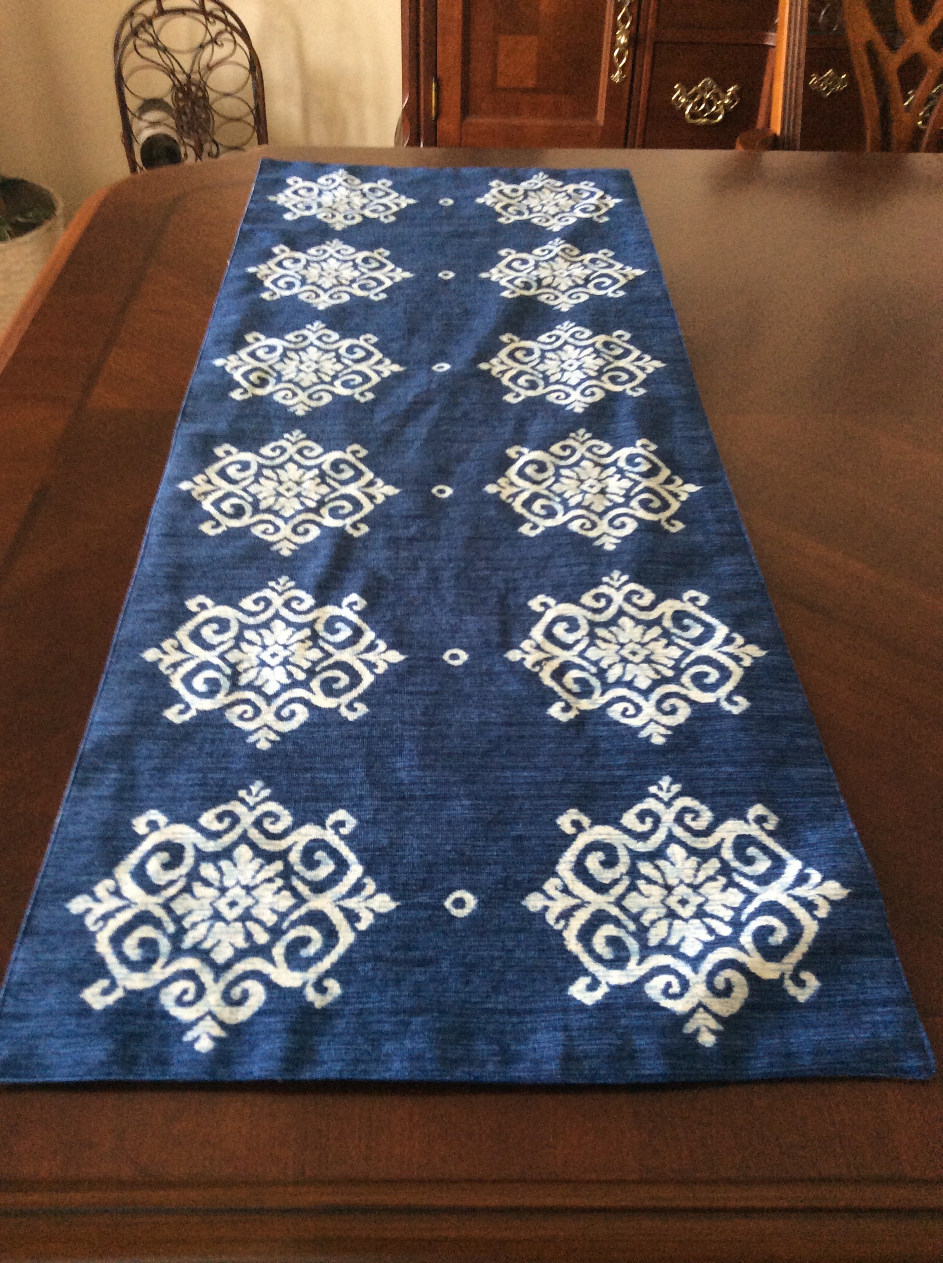 Blue Denim Ikat Table Runner 40 Table Runner Denim - Etsy