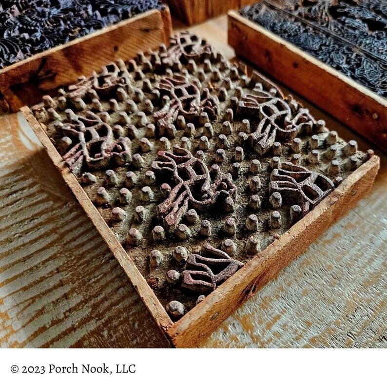 Vintage Hand Carved Textile Printing Blocks Set of Four 4 - Etsy