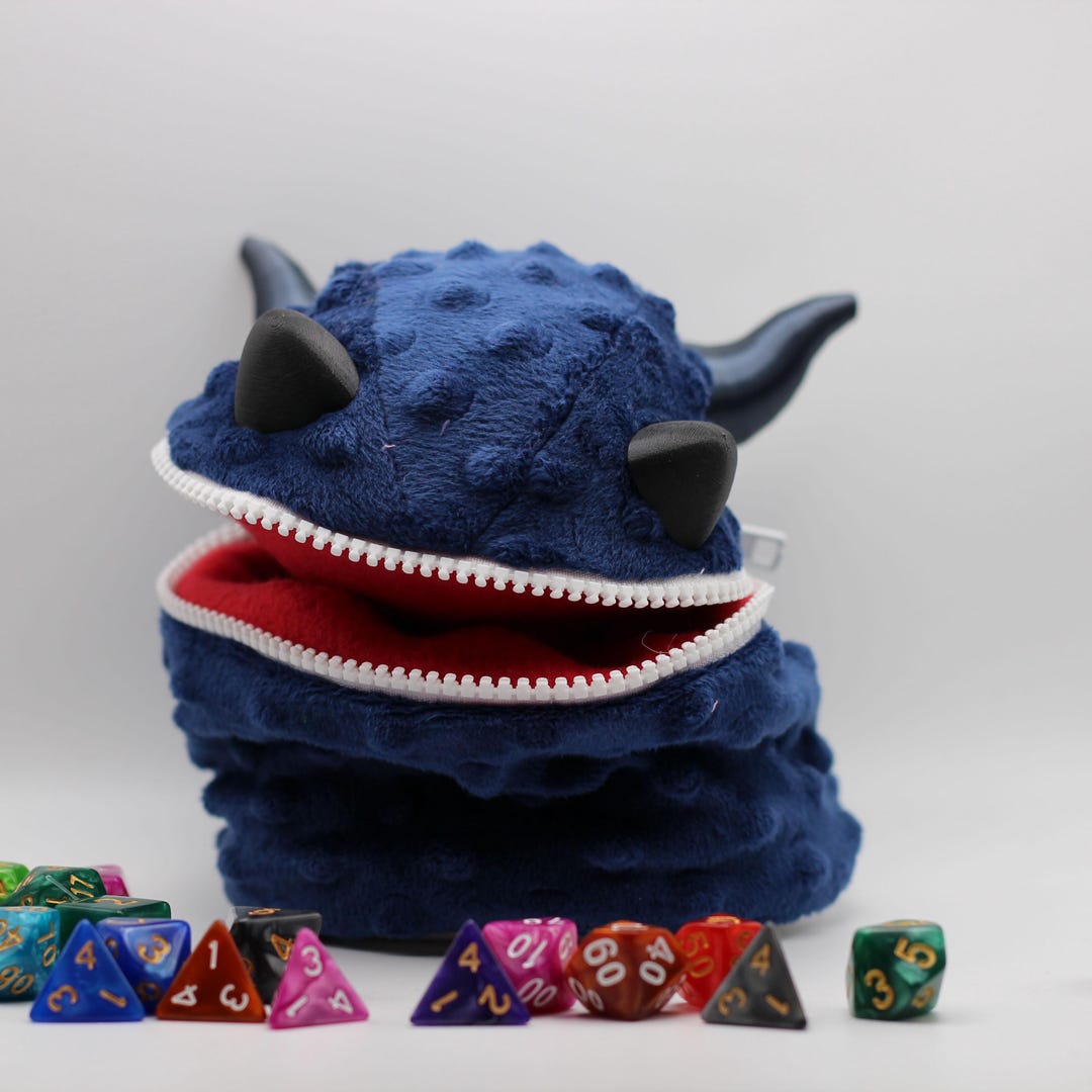 Navy Blue: Monster Dice Bag (3D Printed Eyes and Horns) - Etsy