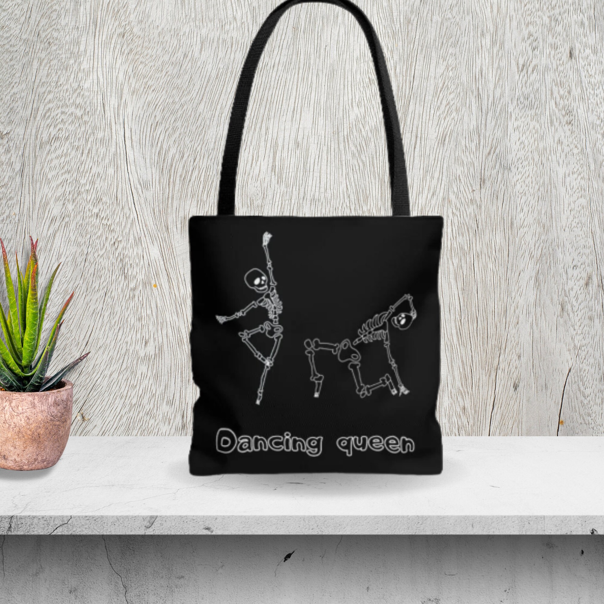 Dancing Skeleton Tote Bag/ Skeleton Bag/ Black Halloween Tote - Etsy