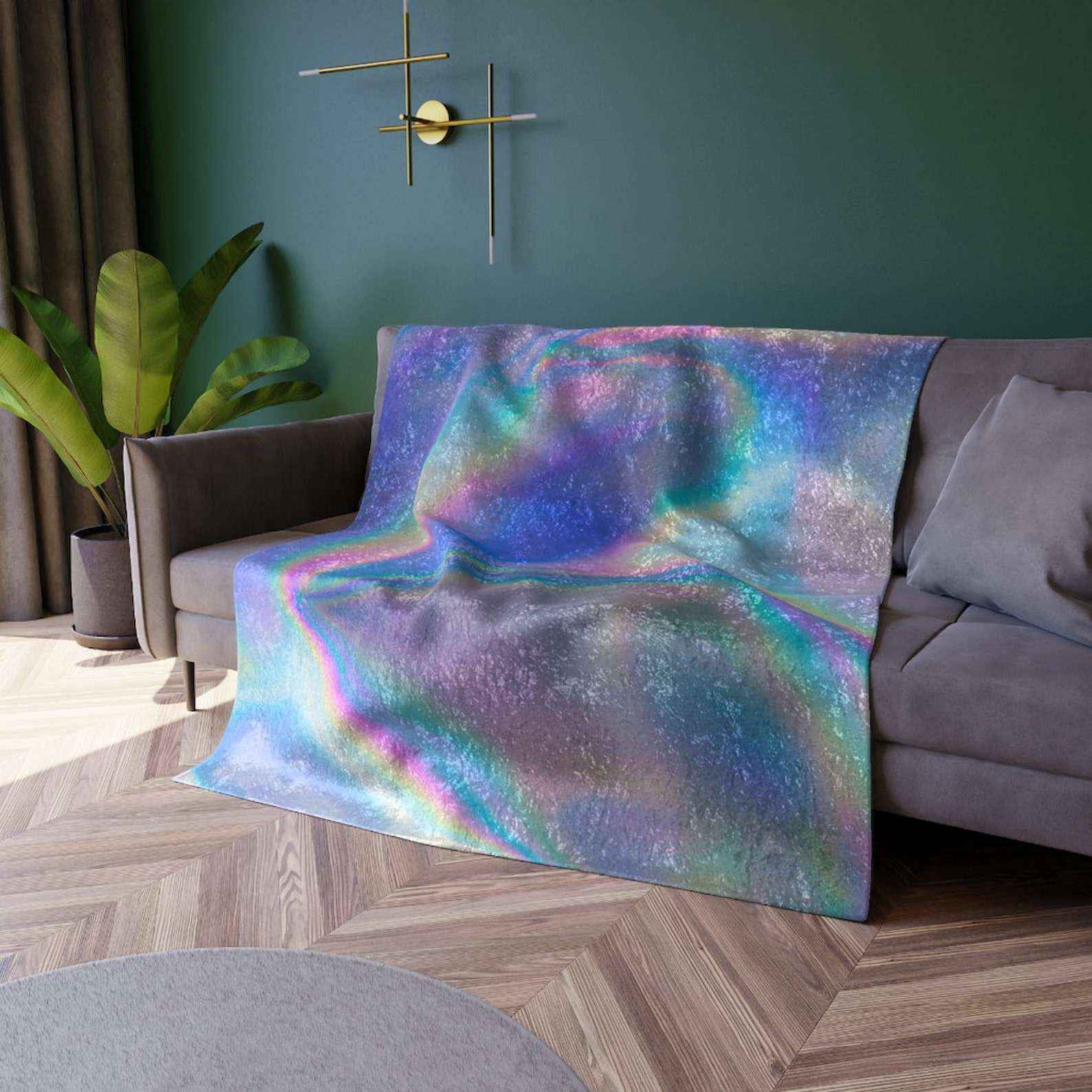 Iridescent Crushed Velvet Blanket/ Iridescent Blanket/ Holographic Gift ...