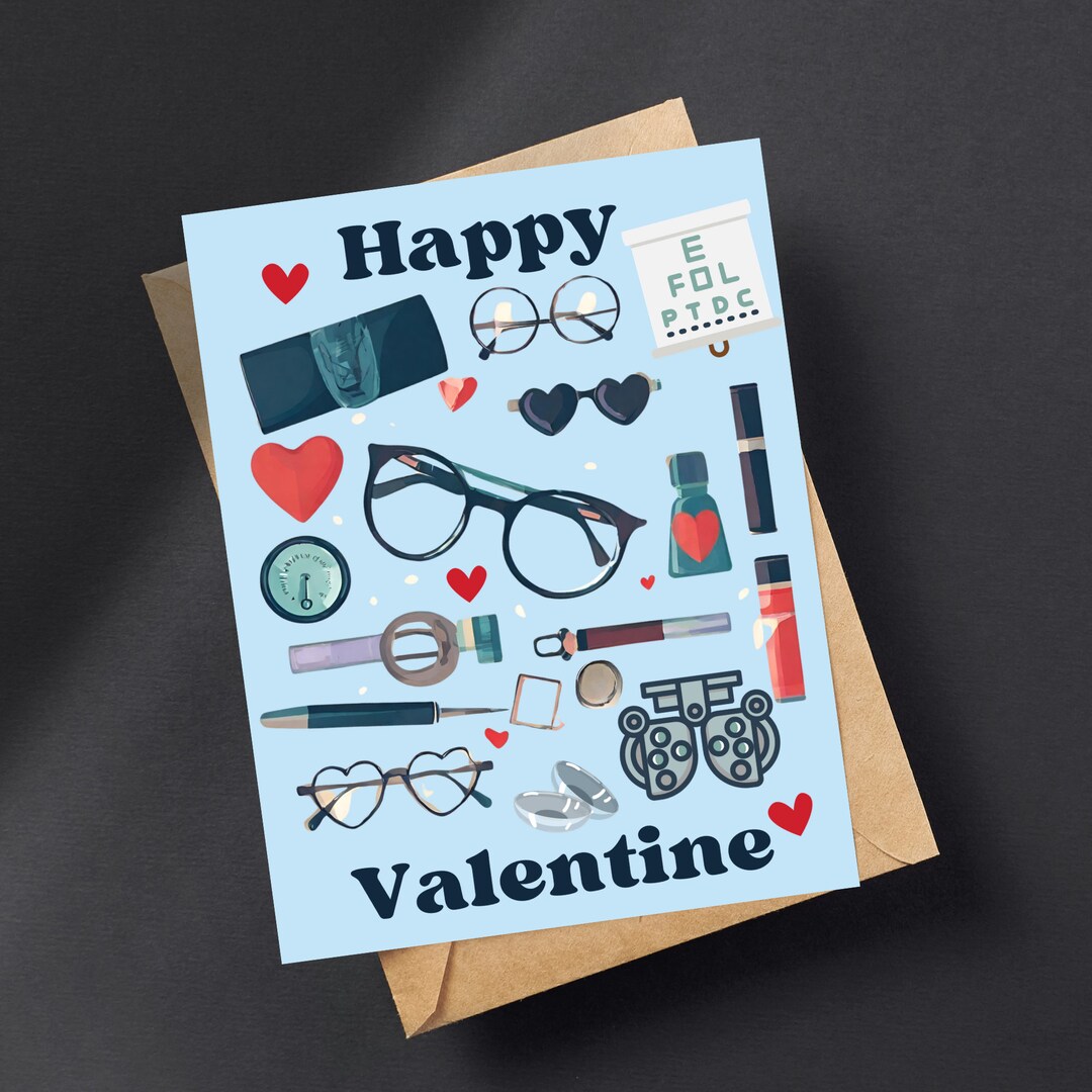 Optometry Valentine Day Card, Printable Valentine Card, Optician ...