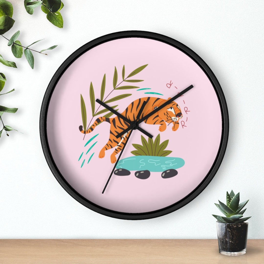 Tiger Wall Clock/ Tiger Clock/ Tiger Lover Gift/ Illustration Clock ...