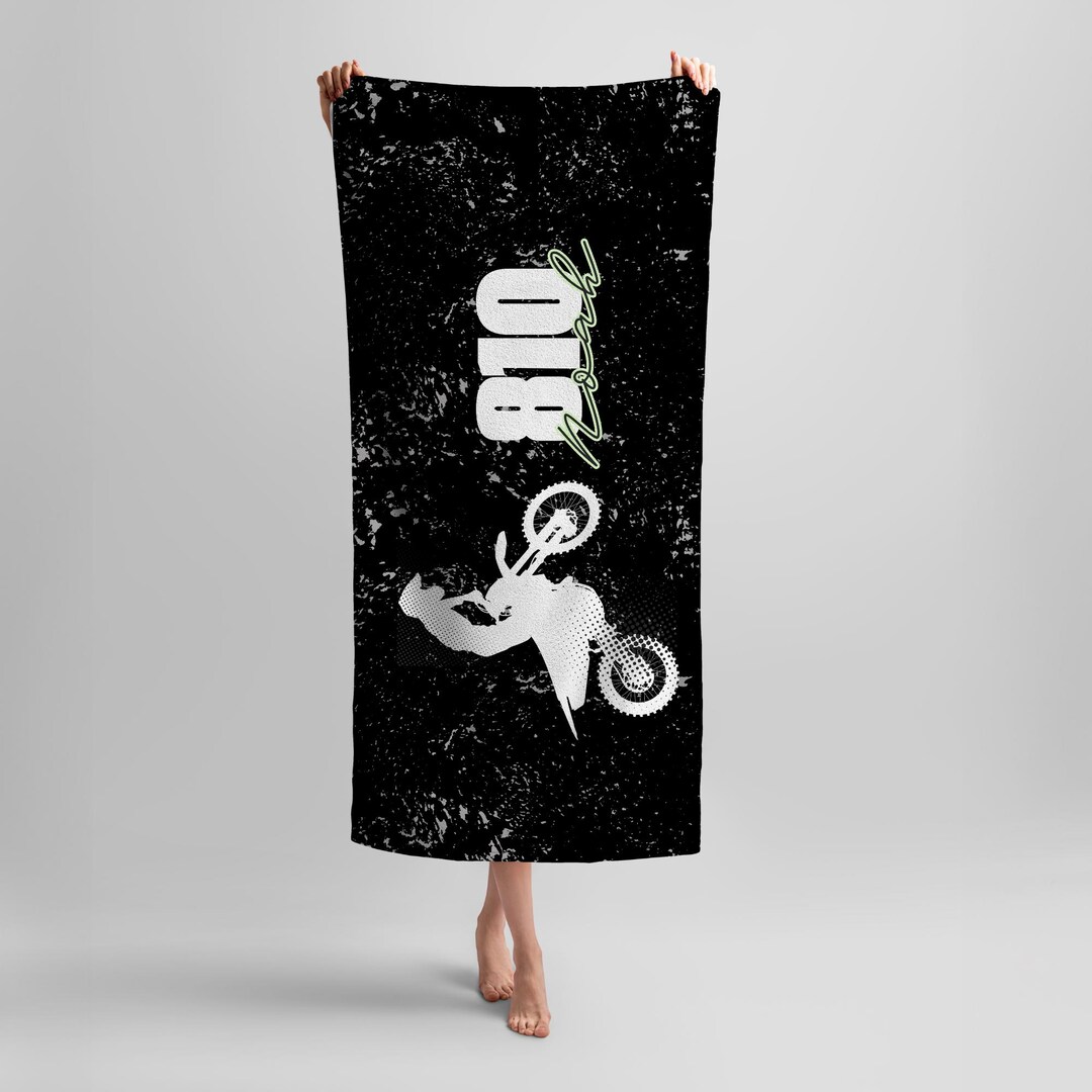 Motocross Beach Towel - Dirt Bike Lover Gift, Motor Cycle Print, Boy ...