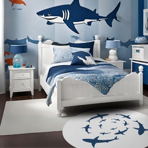 Shark Rug, Ocean Theme, Shark Nursery, Kids Playroom, Baby Boy Nursery ...