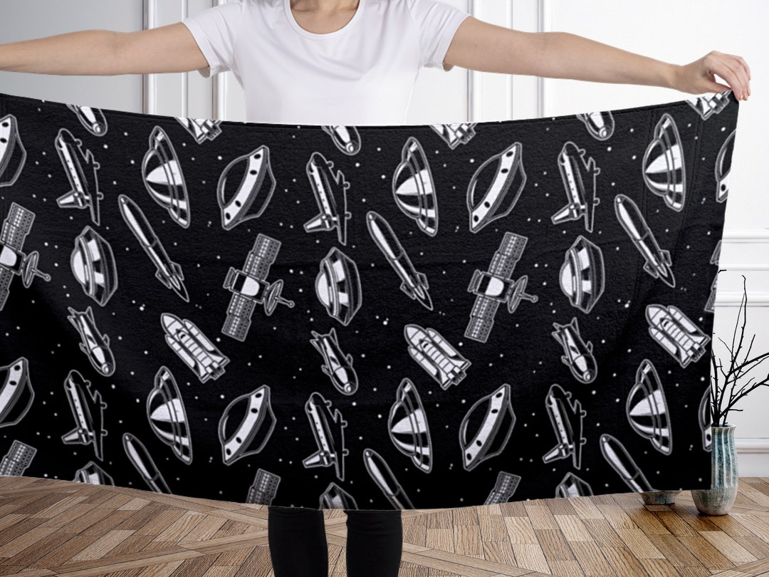 Astronaut and Alien Towel, Cosmic Beach Towel, Spatial Pool Towel ...