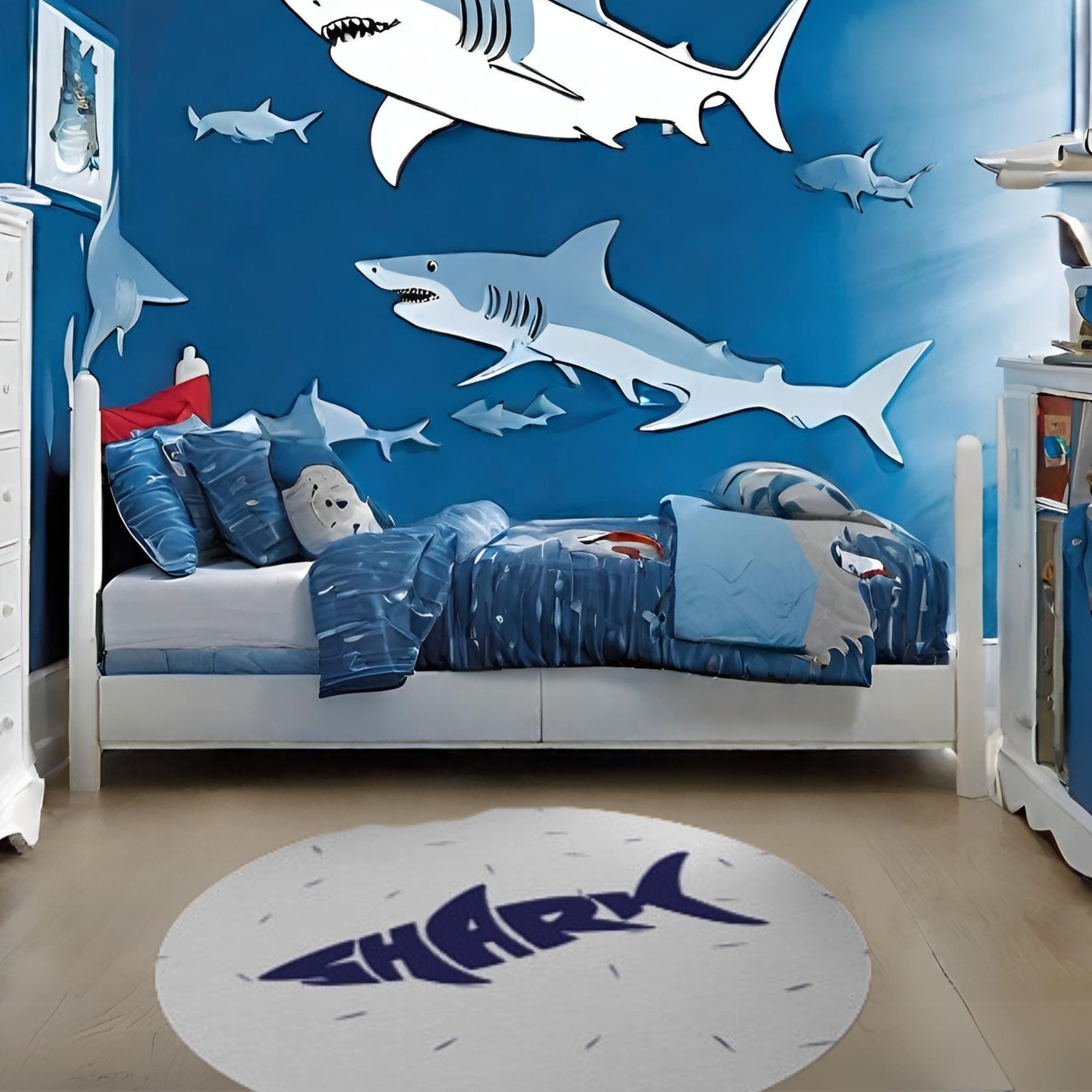 Shark Rug, Ocean Theme, Shark Nursery, Kids Playroom, Baby Boy Nursery ...