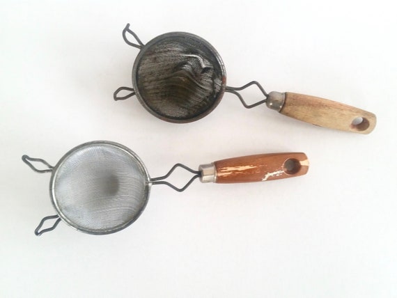 Two Vintage Metal Strainers . Antique Wood Handled Strainers . | Etsy