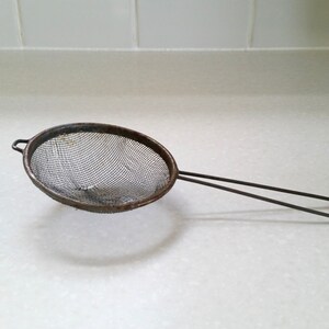 Three Vintage Metal Strainers . Antique Red and Gray Strainers . Three ...