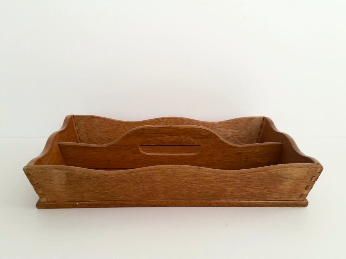 Antique Divided Wooden Box . Vintage Wood Caddy . Handled Box - Etsy