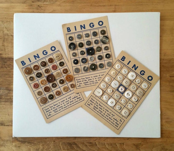 Vintage Buttons . Vintage Bingo Cards . 75 Antique Buttons . - Etsy