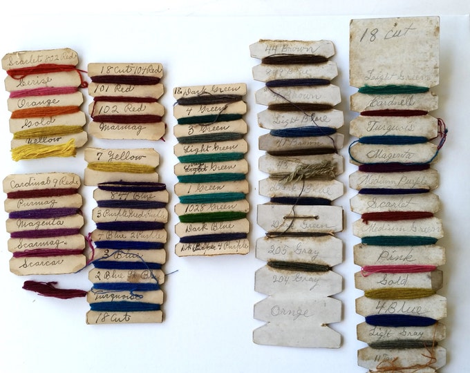 Antique Wool Threads . Vintage Color Sample Yarns . Needlework Thread ...