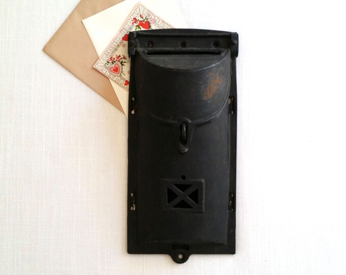 Antique Cast Iron Mailbox . Vintage Wall Mount Mail Box . Metal Mailbox ...