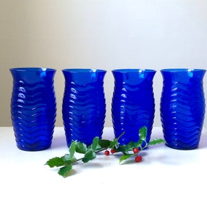 SALE Four Vintage Cobalt Blue Glasses . Vintage Glassware Set | Etsy