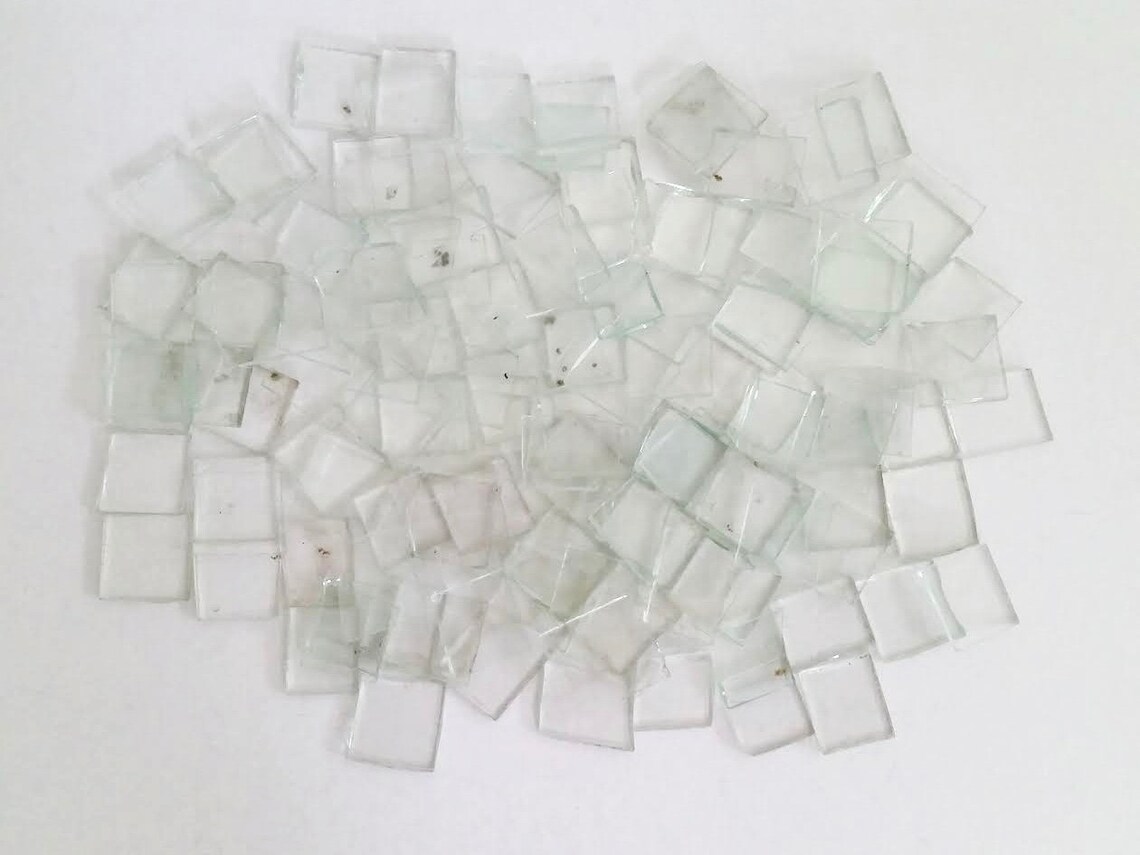 135 Small Glass Squares . Vintage Glass Pieces . Upcycle . - Etsy