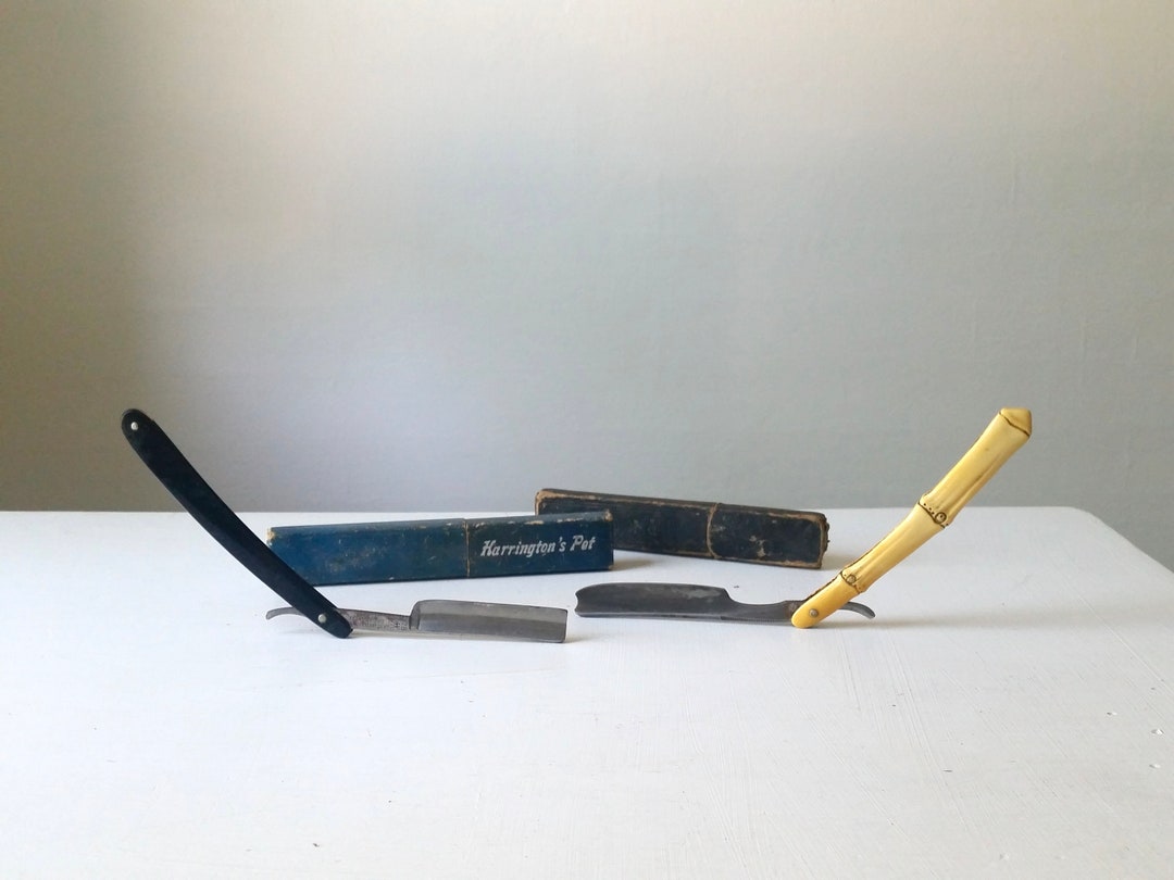 Two Antique Folding Razors . Vintage Straight Razors . John Pritzlaff ...