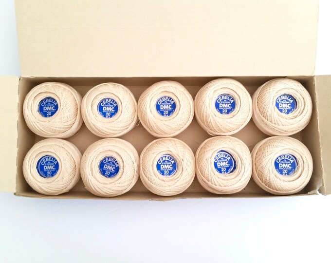 Vintage DMC Crochet Cotton . Original Boxed Set of 10 . Antique Cream ...