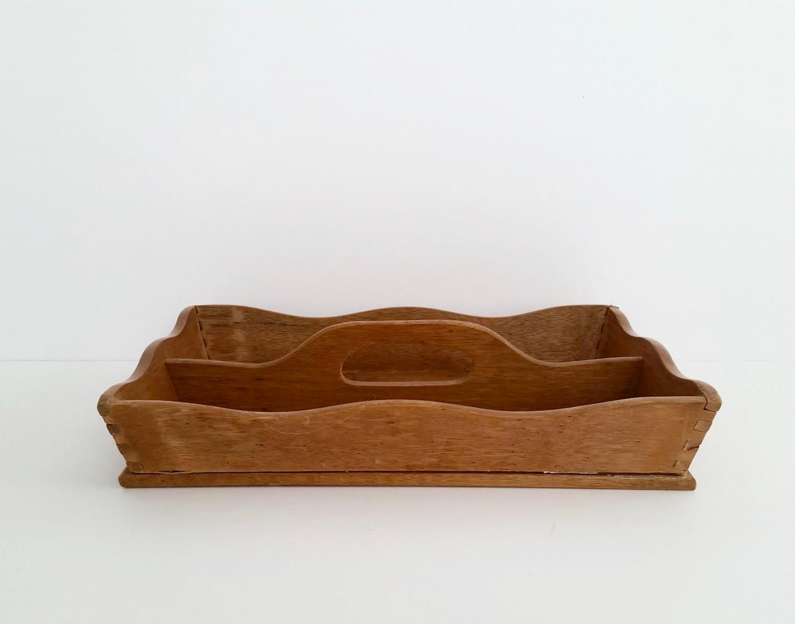 Antique Divided Wooden Box . Vintage Wood Caddy . Handled Box - Etsy