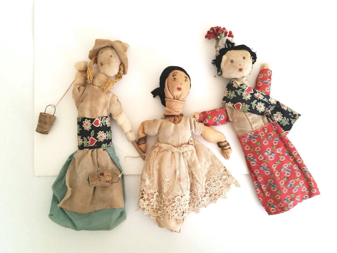 Antique Doll . Handmade Primitive Cloth Doll . Home Decor . - Etsy