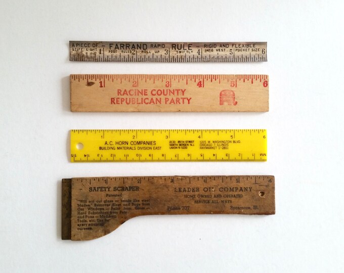 Four Antique Rulers . Vintage Six Inch Rulers . Instant Collection ...