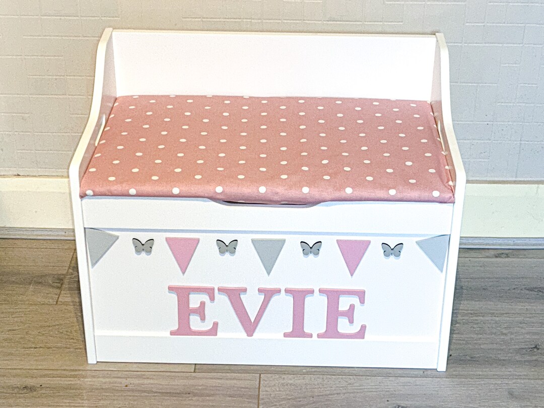 Personalised Wooden Toy Box Seat: White Storage Box - Etsy