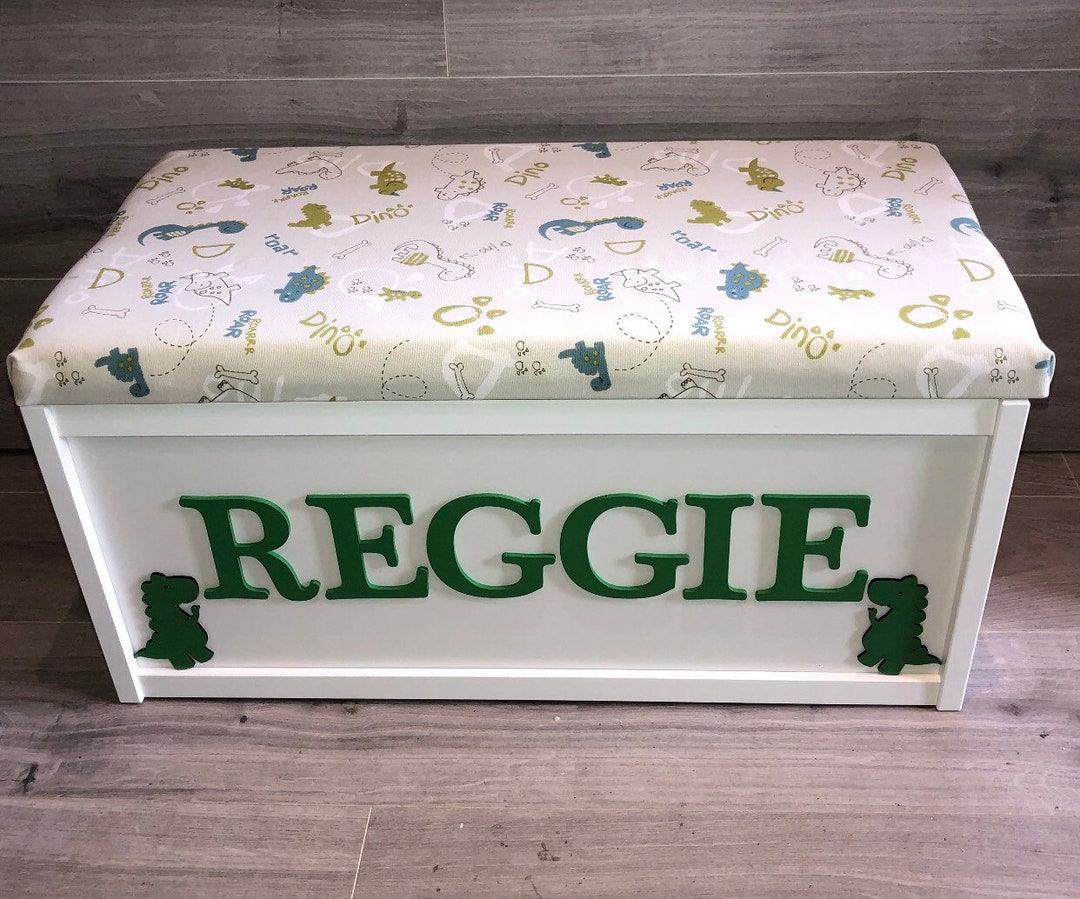 Personalised Dinosaur Toy Box: Cushion Top, Lift-off Lid - Etsy