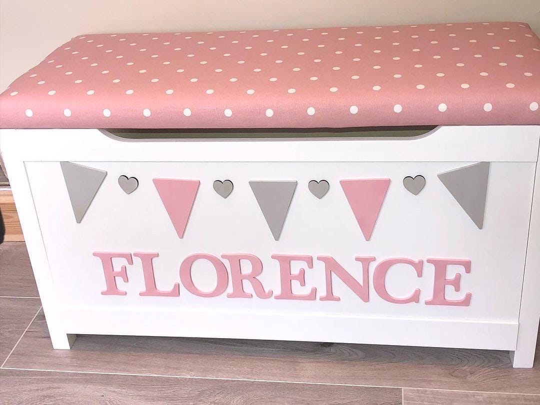 Personalised Toy Box, Cushion Top, Soft Close Hinge, Hand Painted ...